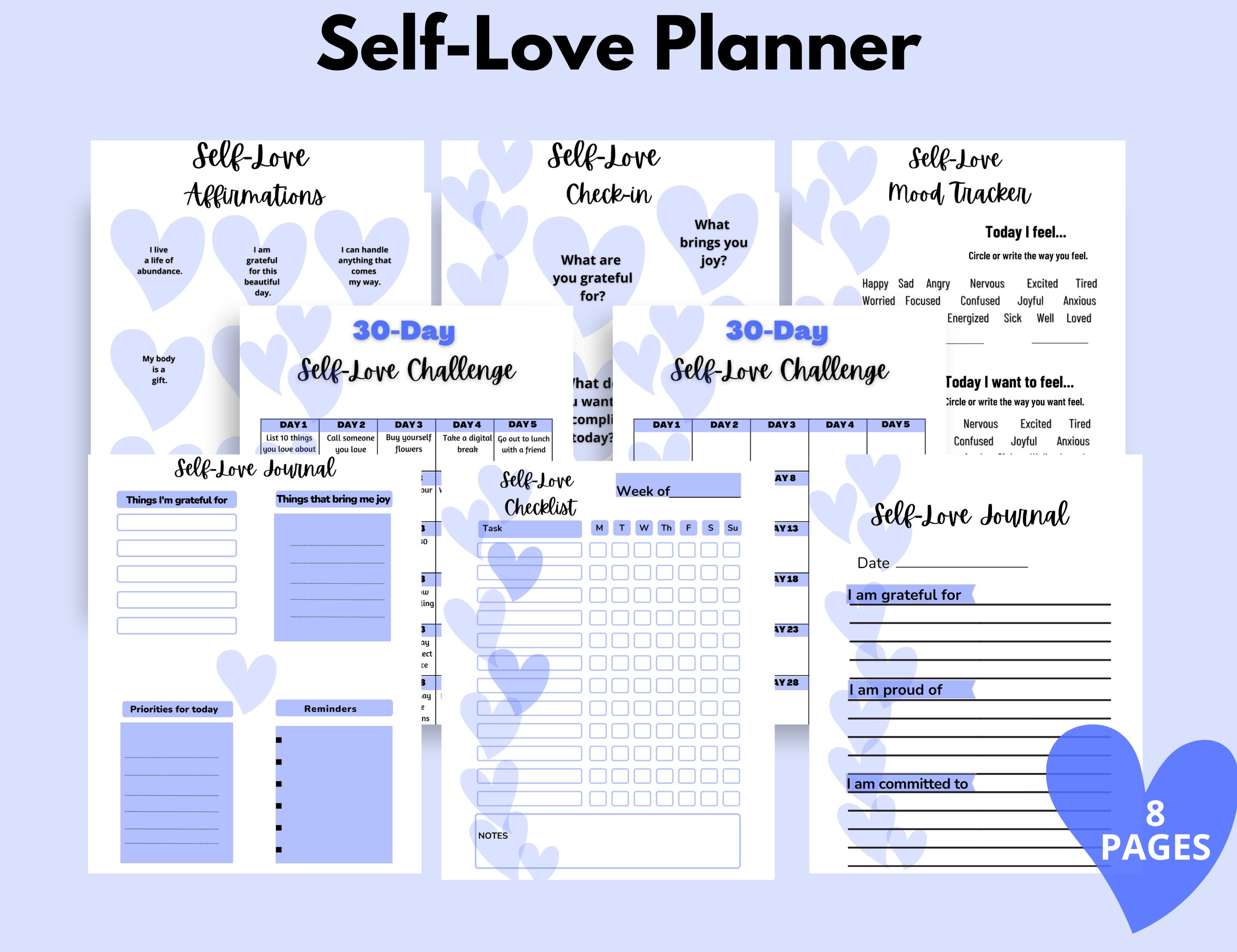 Self-love Self-care Planner | Wellness Planner | 30-day Challenge ...