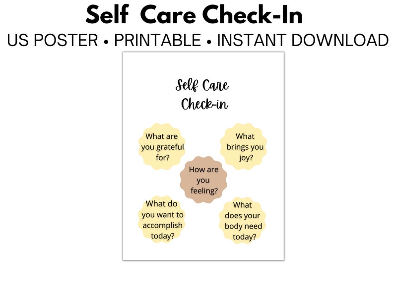 Daily Self Care Check-in Poster| Self-love & Mental Health Printable ...