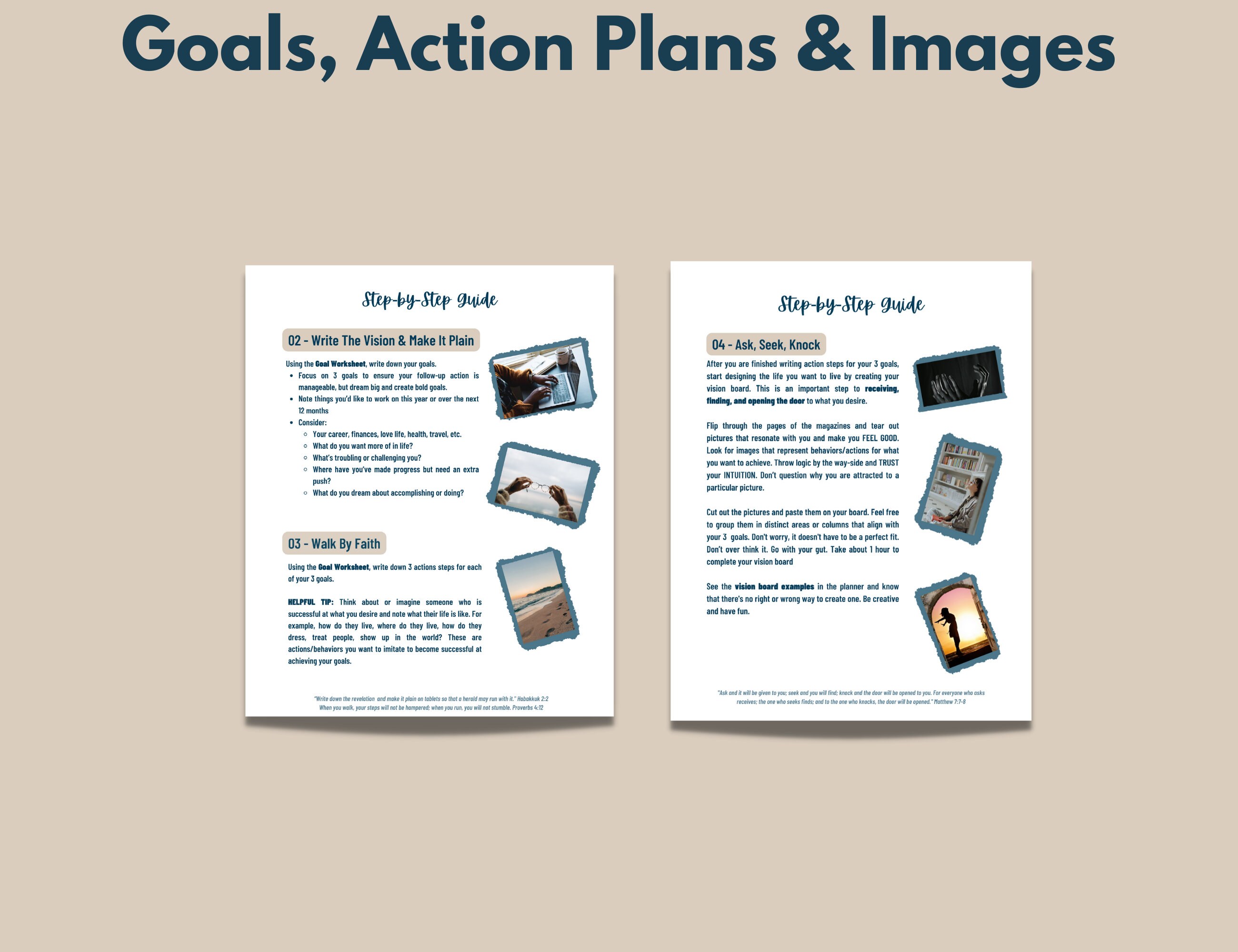 Vision Board Planner | Goal Worksheet | Action Plan | Affirmations ...