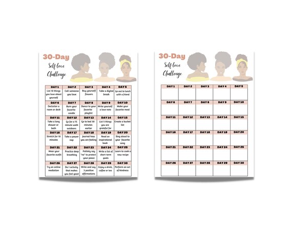 30 Day Self Love Challenge Printable Self Care Wellness - Etsy