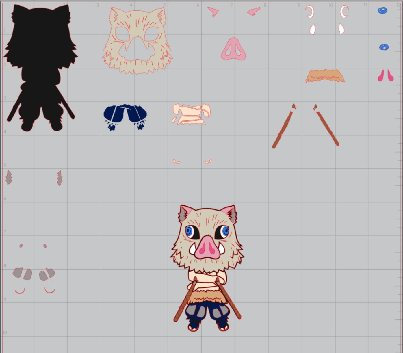 INOSUKE Anime Character 5 Files: Png Jpg Pdf Cameo and Svg | Etsy