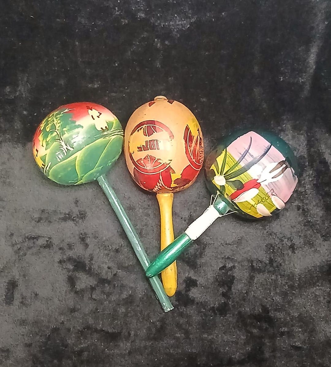 Three Real Gourd Maracas ~ Mismatched ~ Mexico Souvenirs ~ Colorful ...