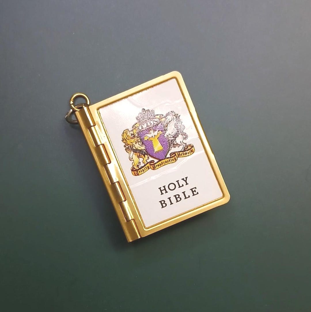 Miniature Holy Bible Keychain Charm: Gold Tone TBN Emblem - Etsy
