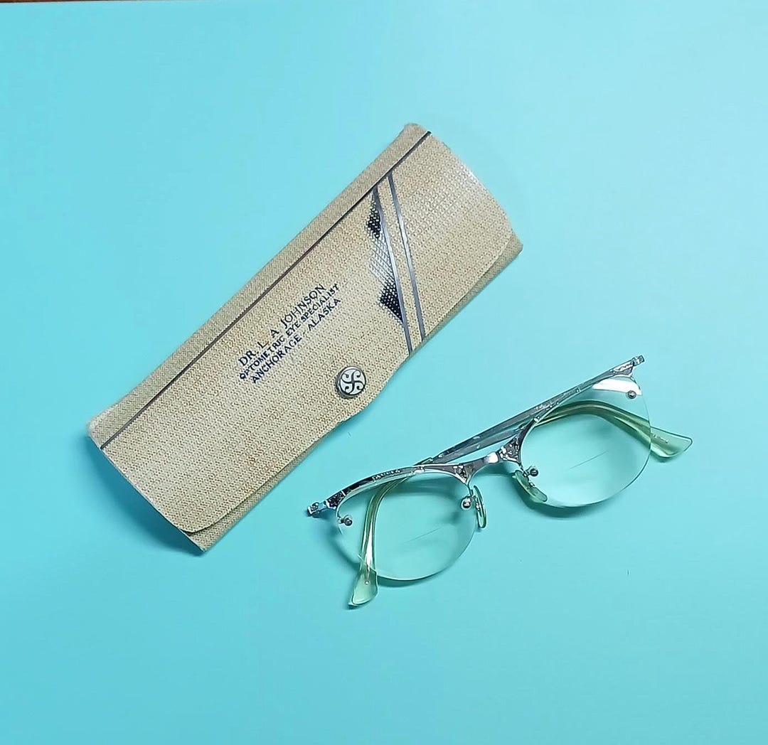 Vintage Shuron Rimless Eyeglasses With Hard Case ~ Retro, Librarian ...