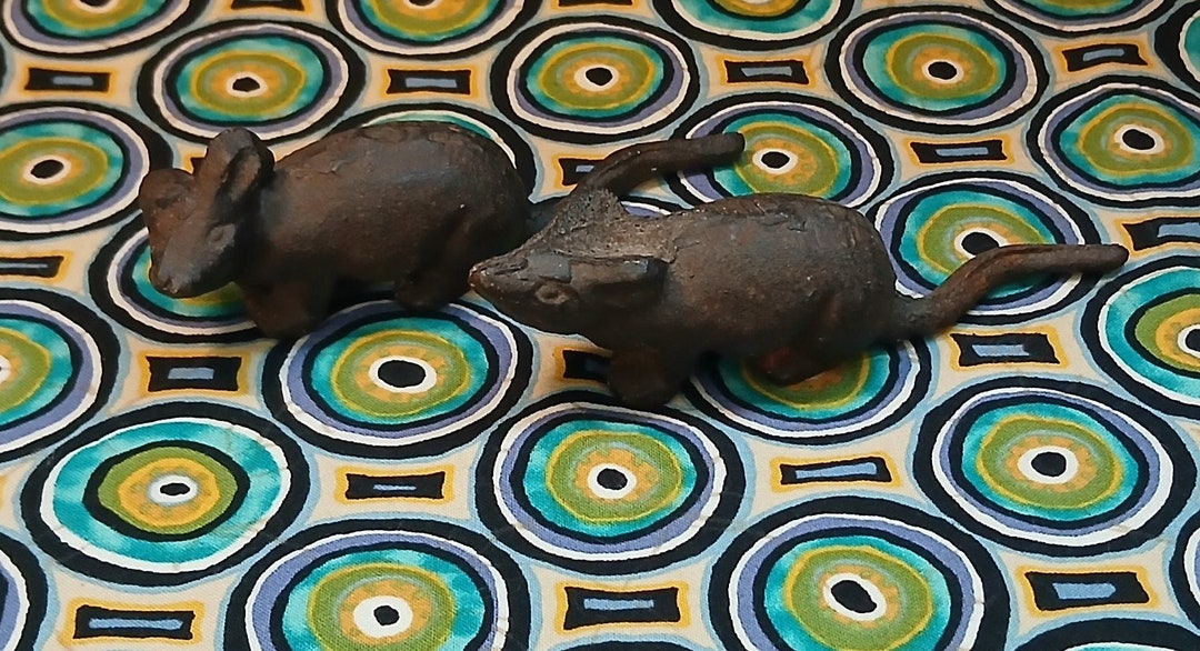 Pair of Cast Iron Metal Mice Figurines Rustic Primitive Decor Life ...