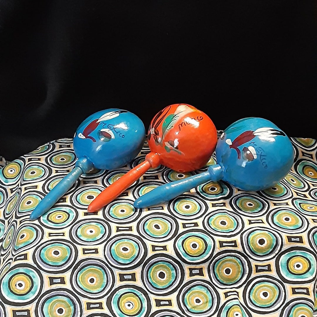 THREE Colorful Real Gourd Maracas ~ Hand Painted ~ Fun Musical ...