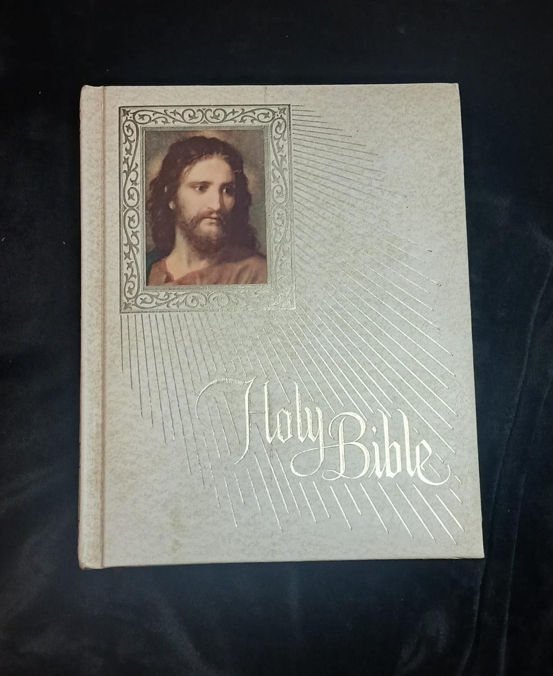 Large Holy Bible 1970s Fireside Family Edition Cream and Gold Color ...