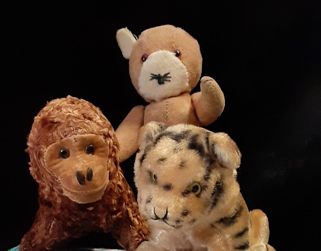 Collection of Three Best Friends: Bear, Tiger and Monkey Mohair With ...