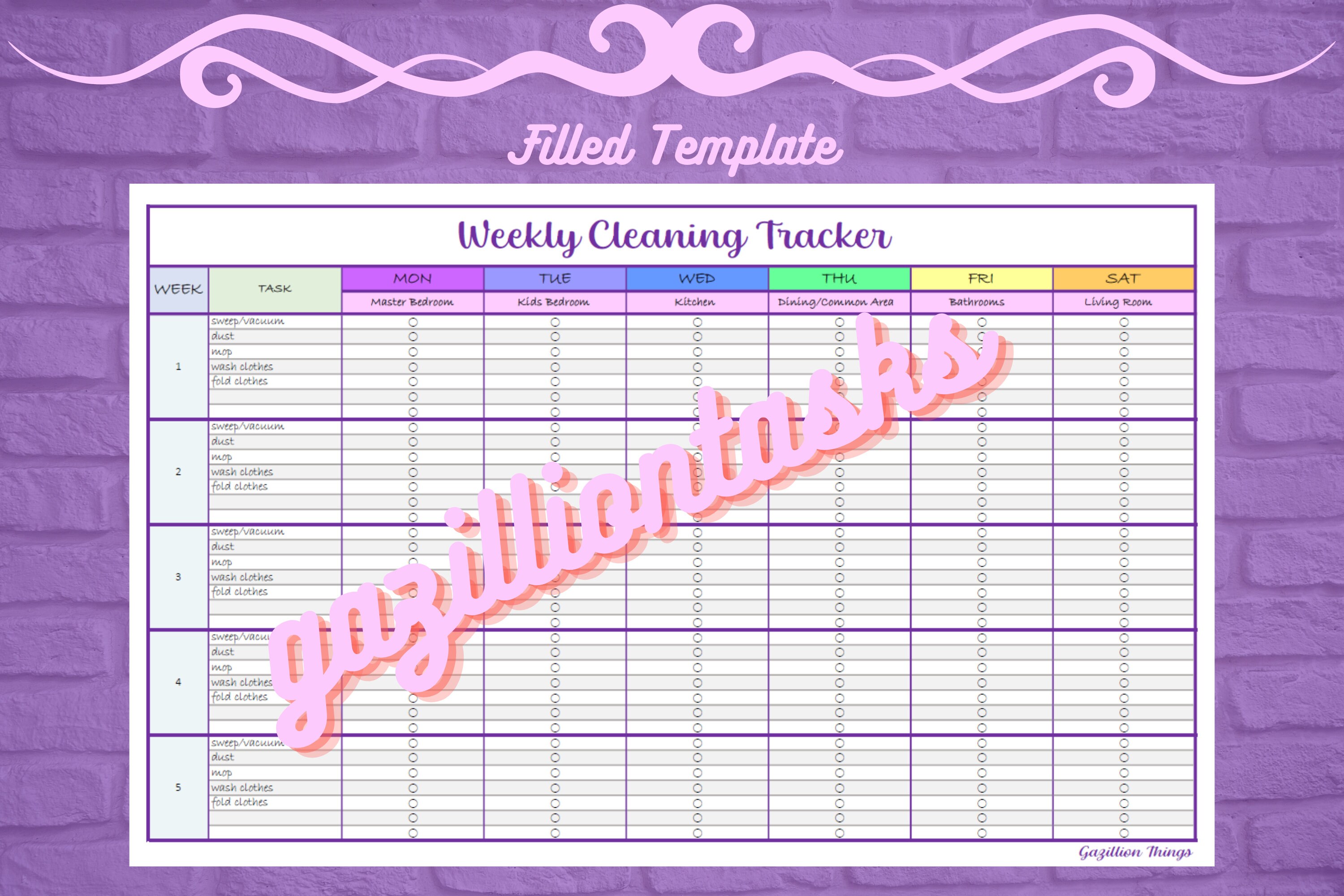 Cleaning Bundle Printable for Home Daily, Weekly, Monthly, Semiannual ...