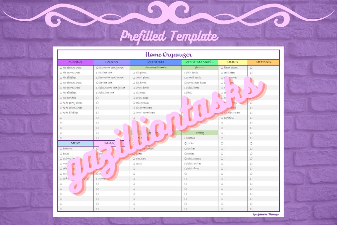 Home Organization Checklist Planner Template Printable - Etsy