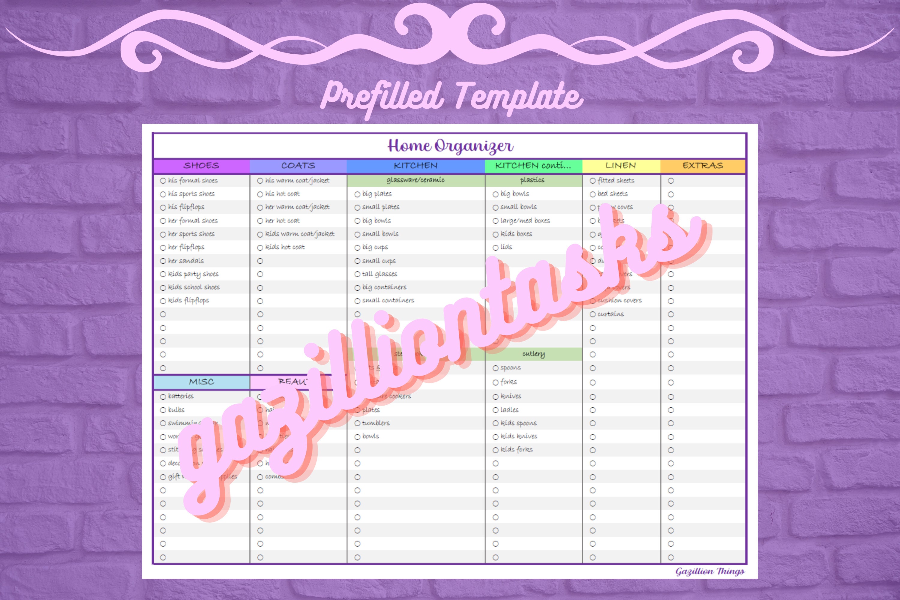 Home Organization Checklist Planner Template Printable - Etsy