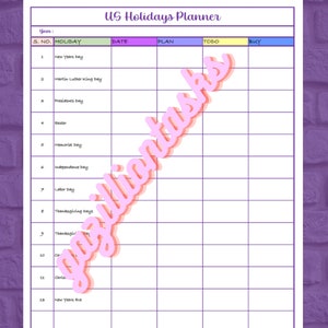 USA Holidays Planner Bundle Printable - Etsy