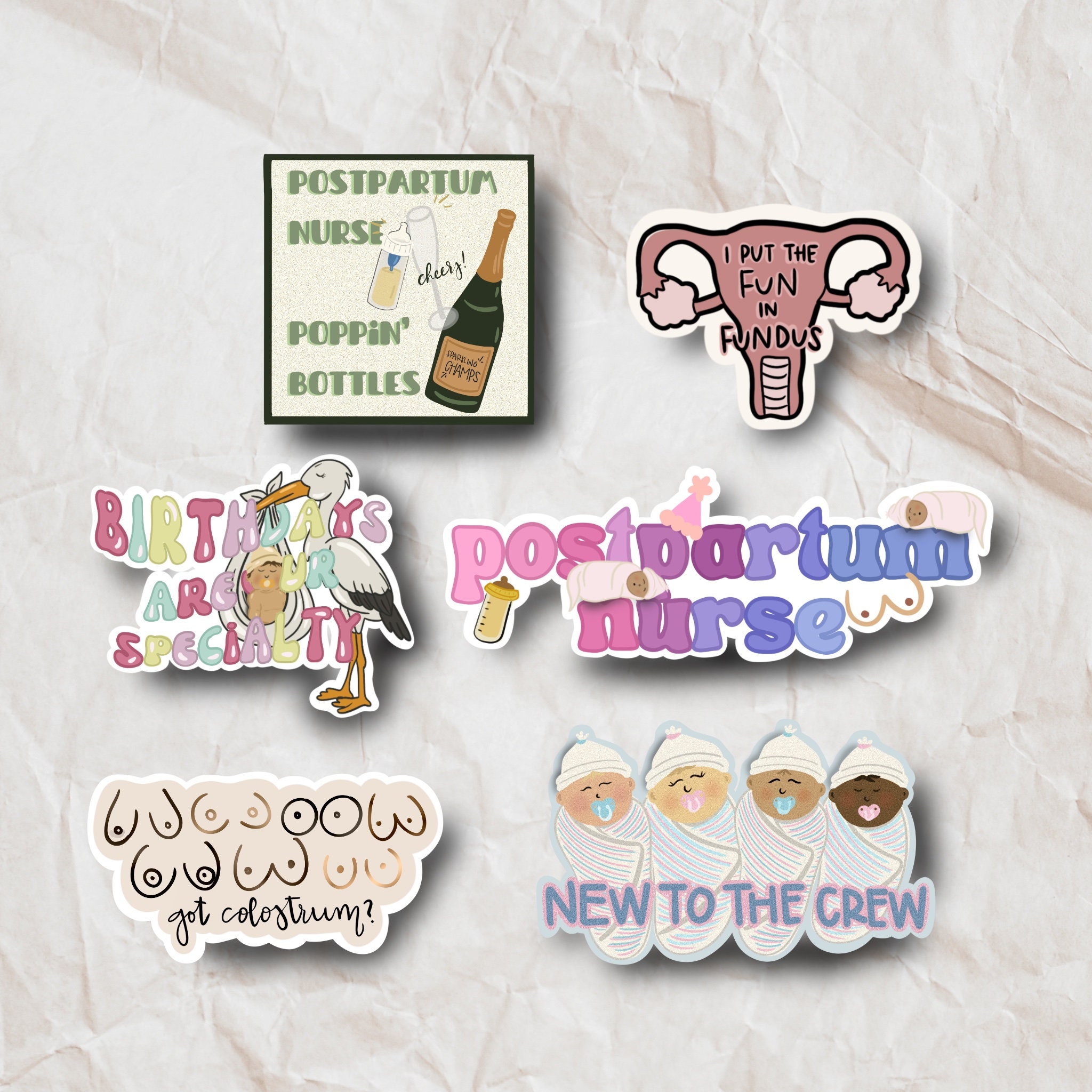 Postpartum Nurse Stickers 2 Stickers for Mother Baby Nurse Stickers for ...