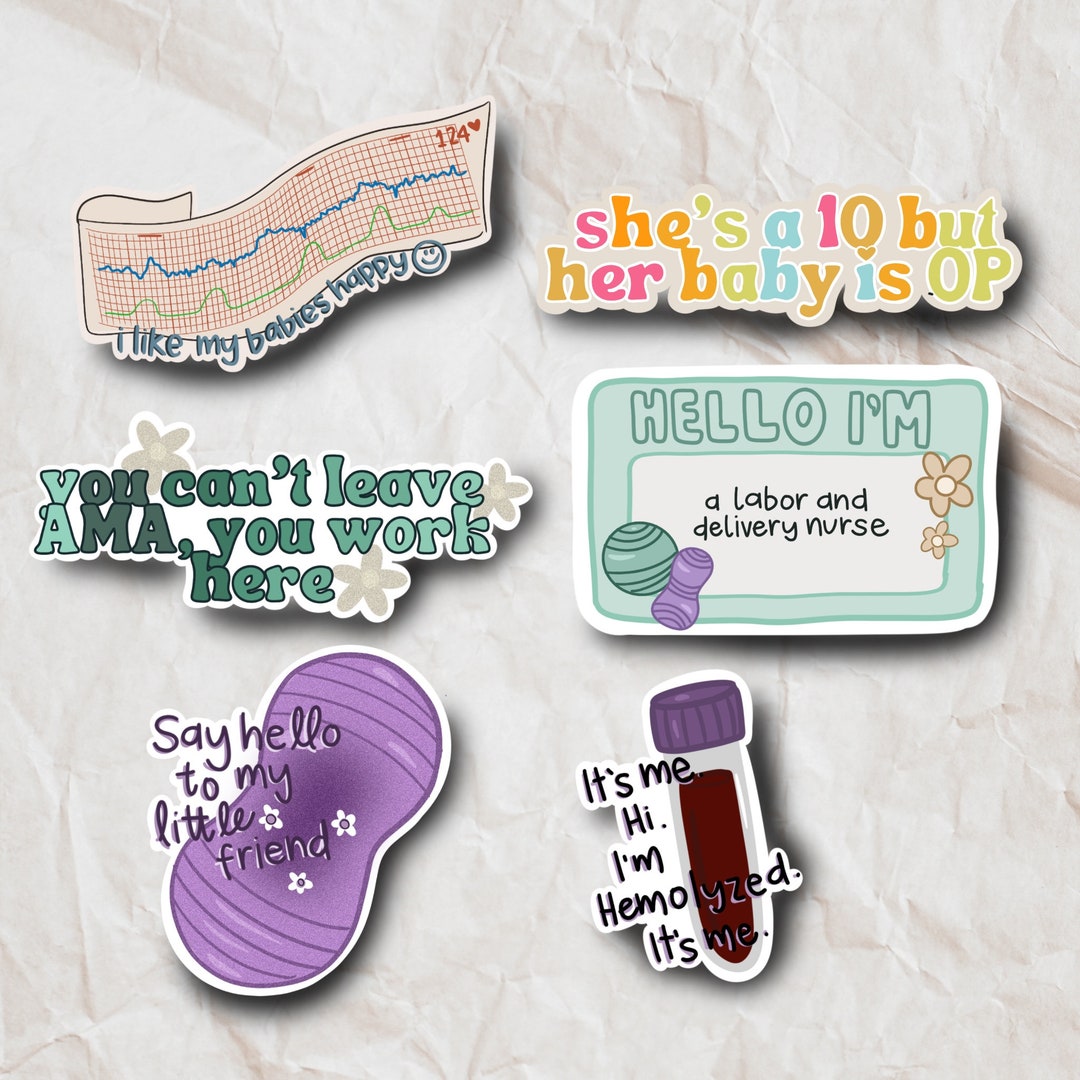 Labor and Delivery Nurse Stickers (2); Stickers for Nurses; Postpartum ...