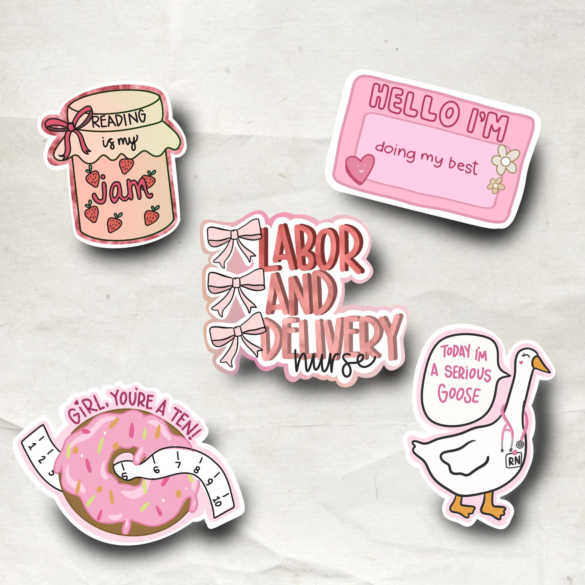 Labor and Delivery Nurse Stickers (4); Stickers for Mother Baby Nurses ...