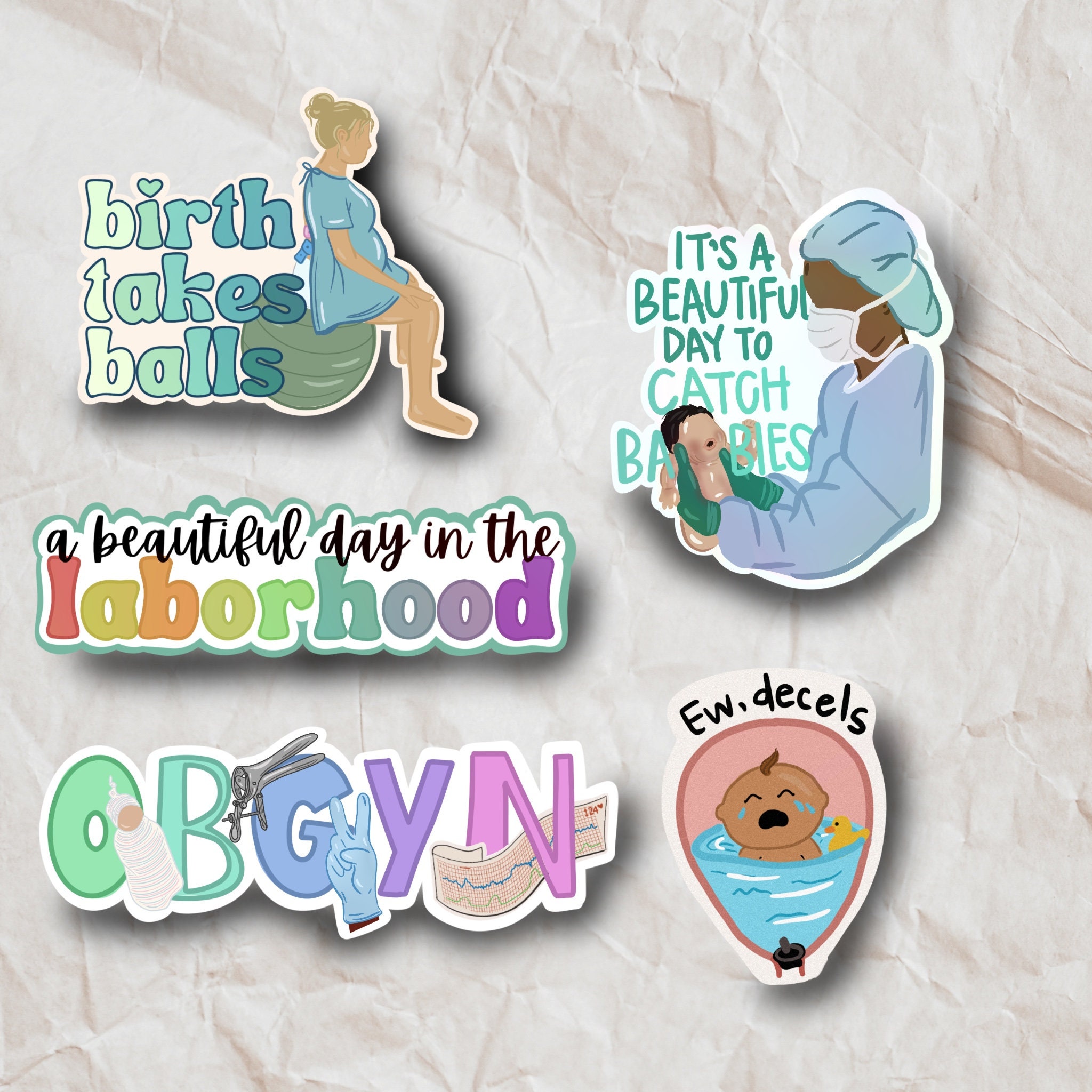 OBGYN Sticker Pack; Stickers for Obstetrician; Labor Nurse Stickers ...