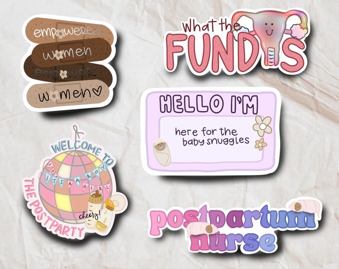 Postpartum Nurse Stickers Stickers for Labor and Delivery Nurse ...