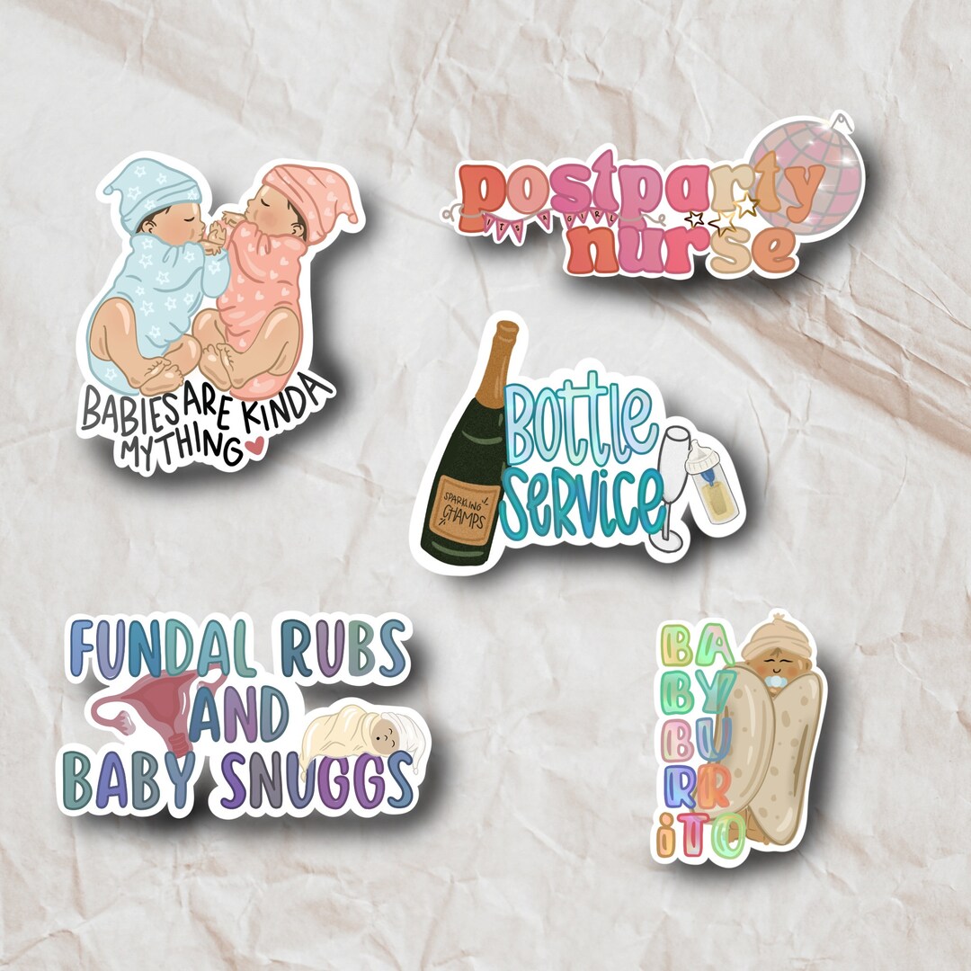 Postpartum Nurse Sticker Pack (4); Stickers for Mother Baby Nurses ...