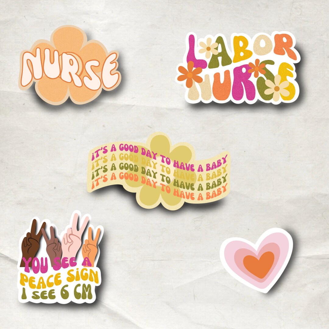 Retro Labor and Delivery Nurse Stickers; Labor Nurse Sticker Pack ...