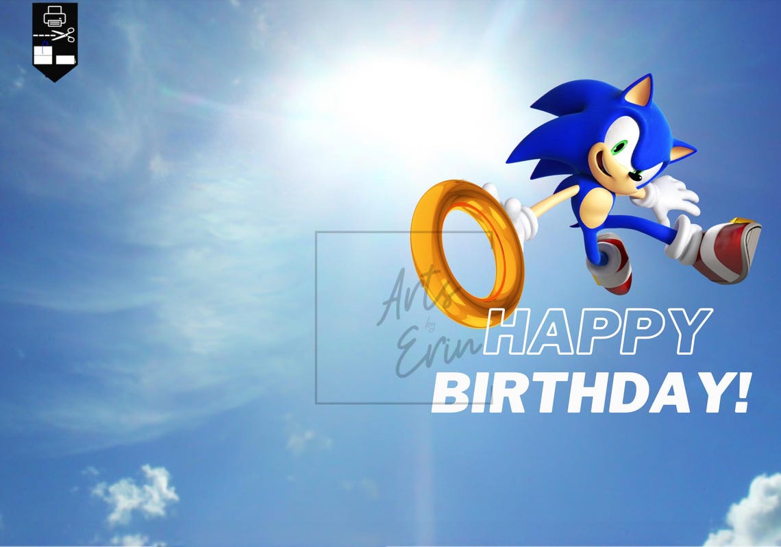Printable Birthday Card With Sonic the Hedgehog, Printable Greeting ...