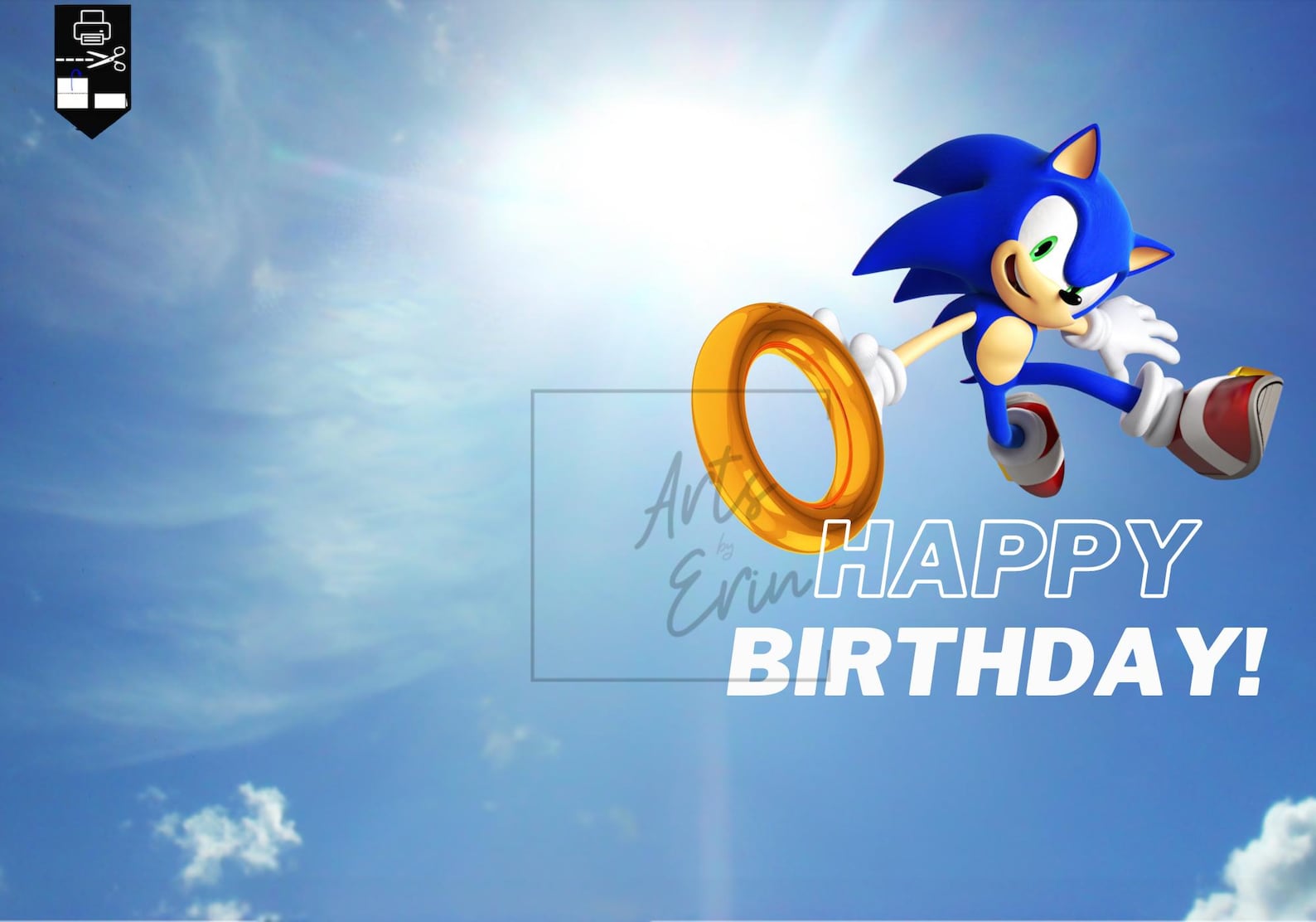 Printable Birthday Card With Sonic the Hedgehog, Printable Greeting ...