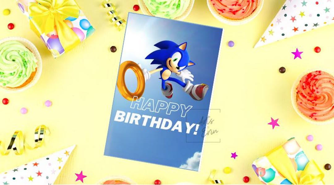 Printable Birthday Card With Sonic the Hedgehog, Printable Greeting ...