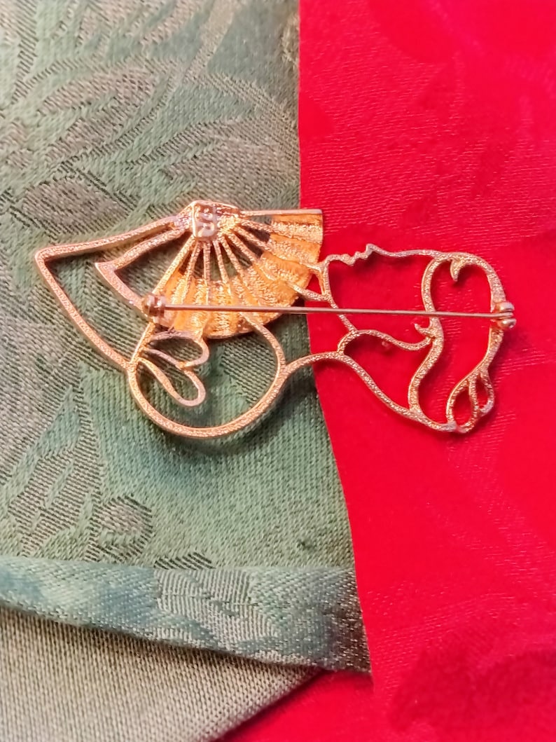 LR SIGNED Golden Silhouette of a Woman With Fan, Lady Remington's ...