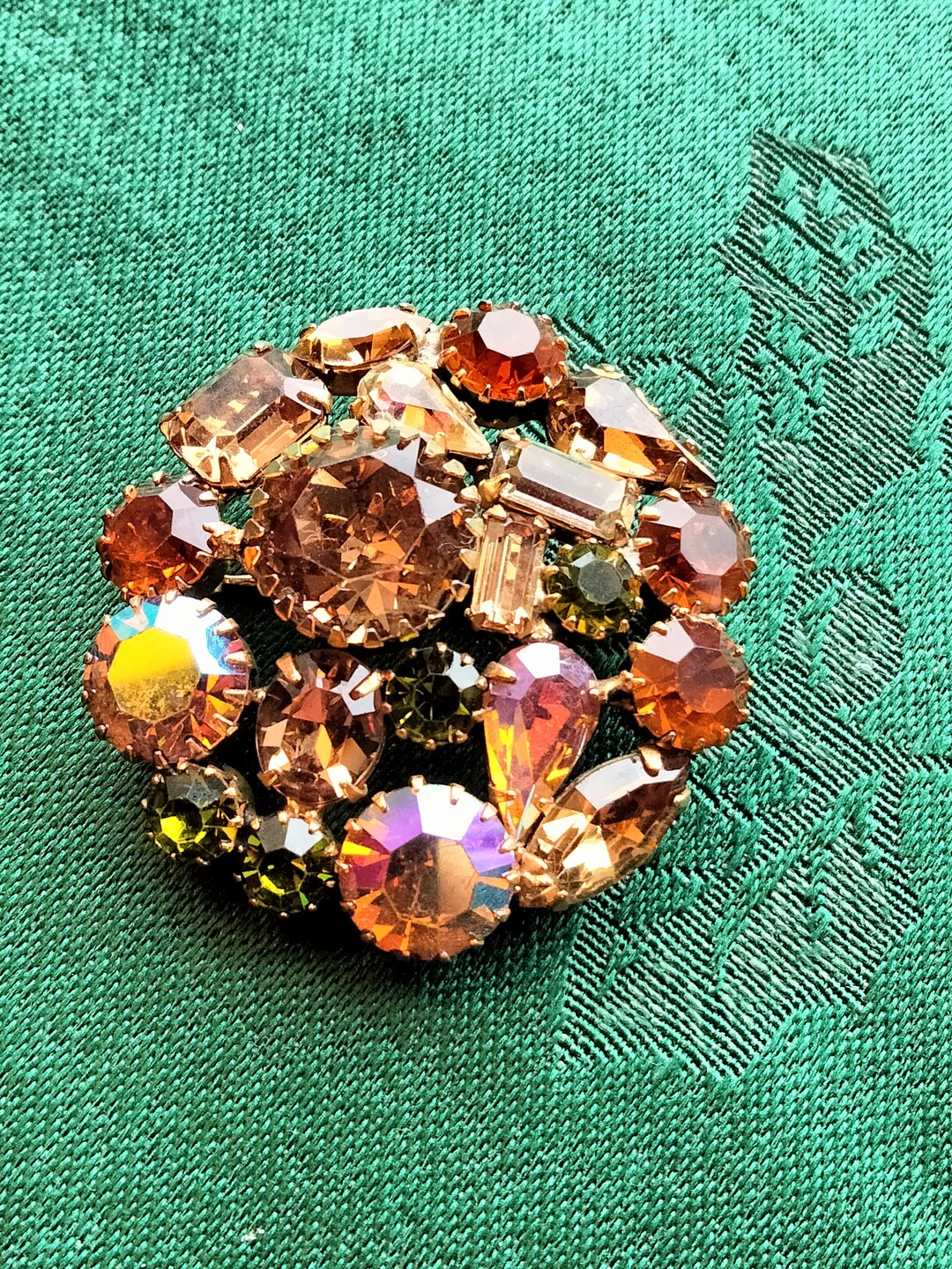 STUNNING WEISS Brooch, Multi Colored Rhinestones of Multiple Shapes and ...