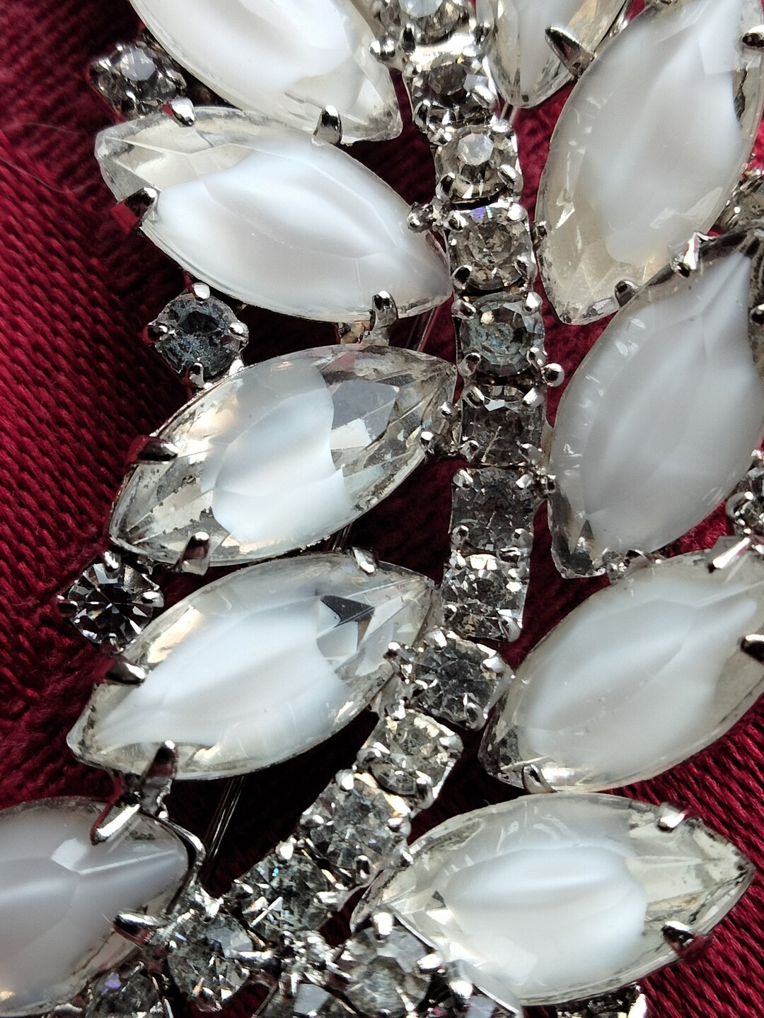 KRAMER Brooch, Givre Marquis Cut Stones, Round and Square Sparkling ...