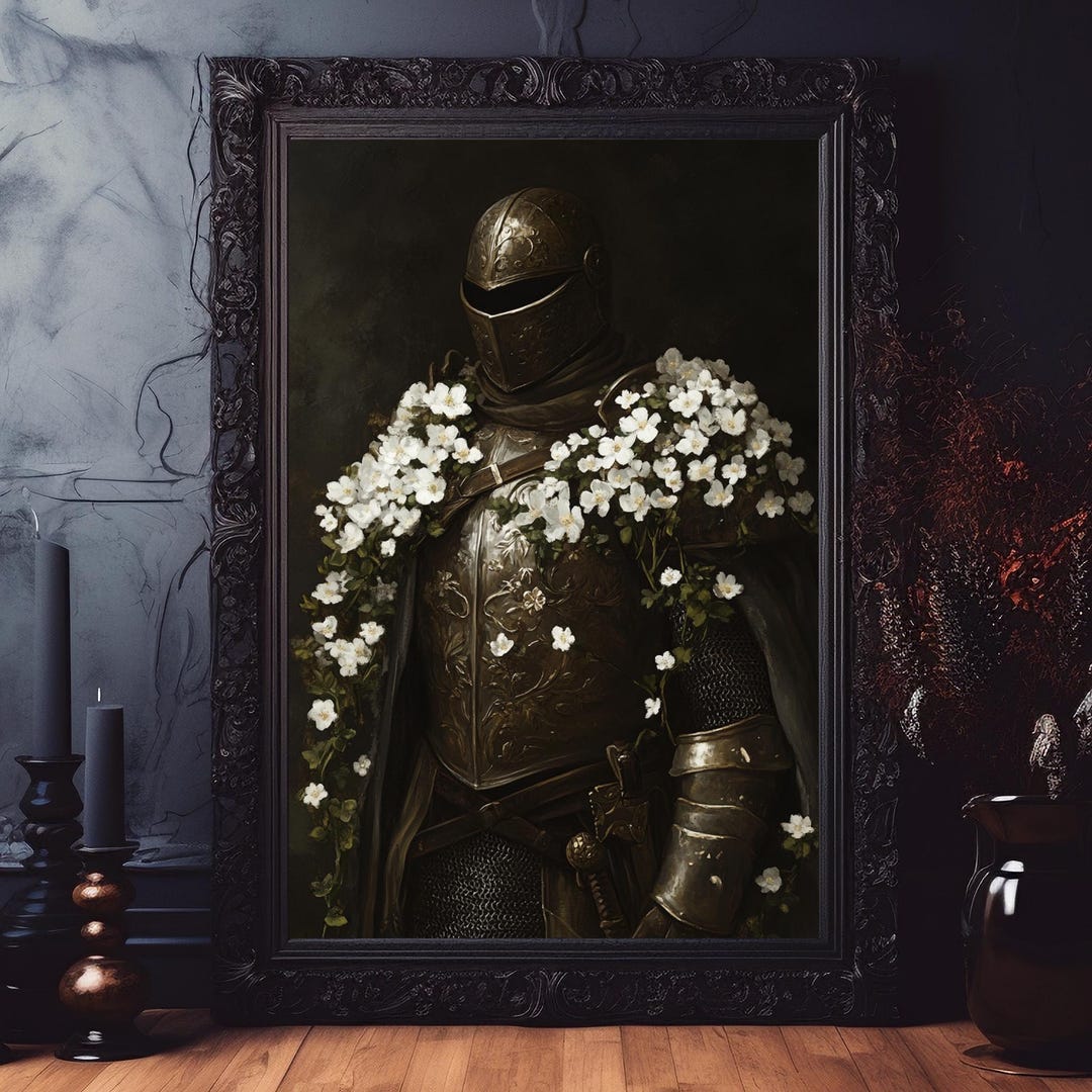 Floral Armor Knight Art Print - Physical Medieval Botanical Poster ...