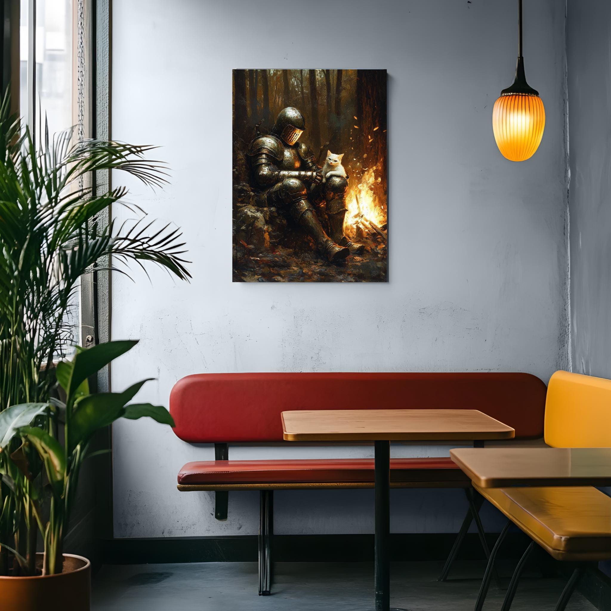 Medieval Knight & Kitten Art - Physical Fantasy Campfire Print ...