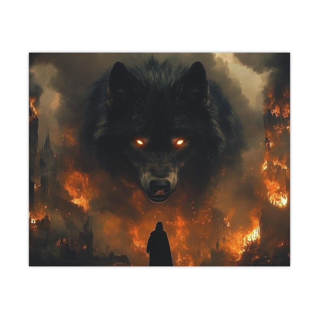 Fenrir Wolf Art Print - Norse Mythology Ragnarok Battle, Viking Legend ...