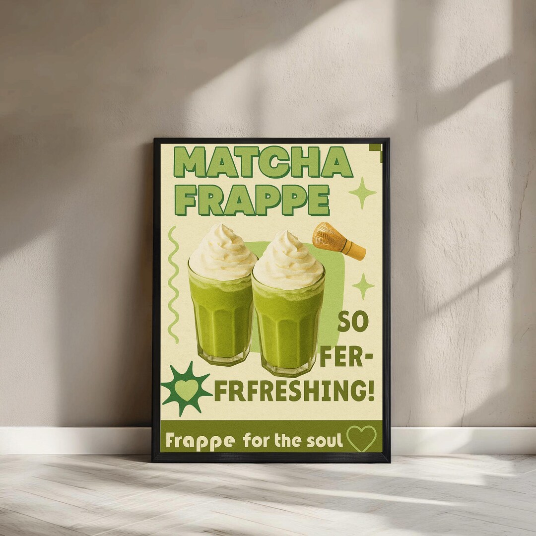Matcha Latte Art Print, Aesthetic Green Tea Wall Decor, Japanese Café ...
