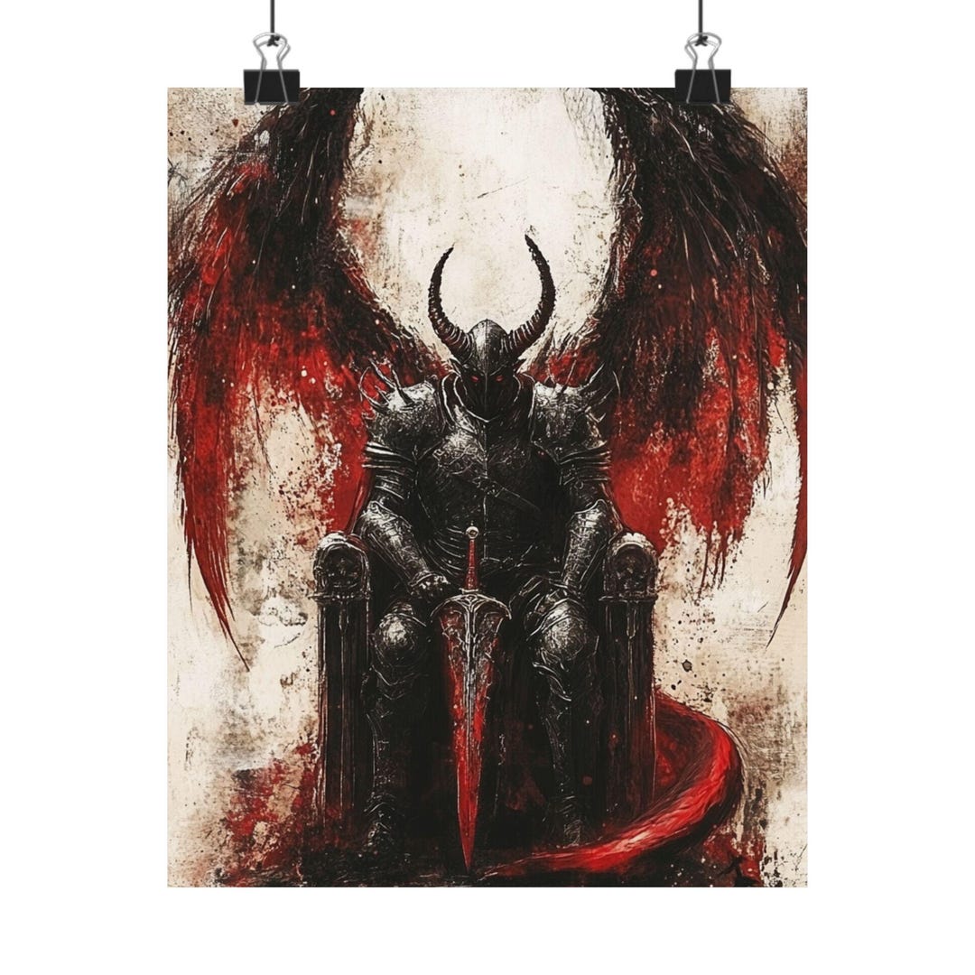 Baphomet Art Print, Fallen Angel Poster, Gothic Witchcraft Decor ...