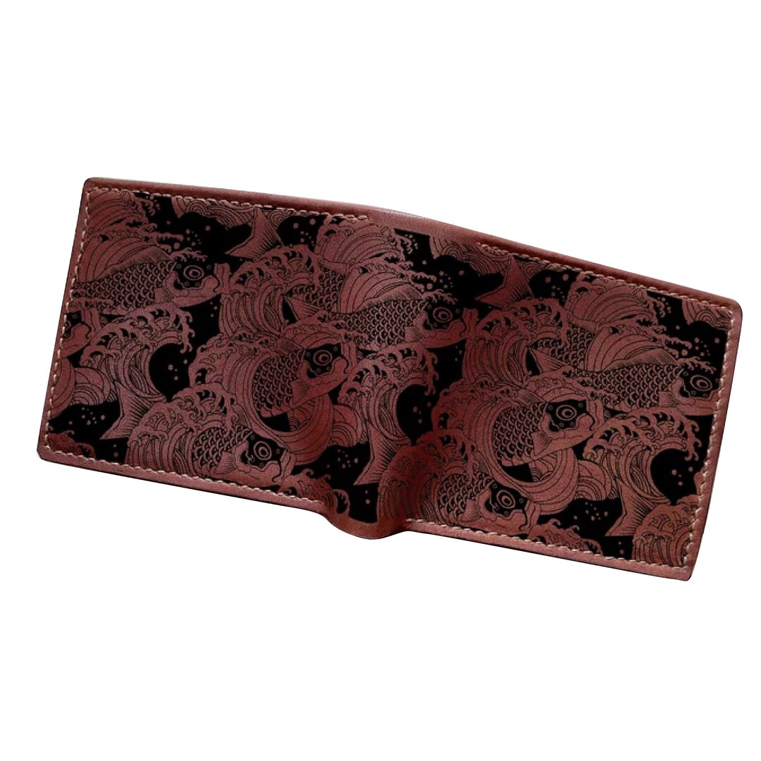 Japan Koi Fish Genuine Premium Leather Wallet/boyfriend - Etsy