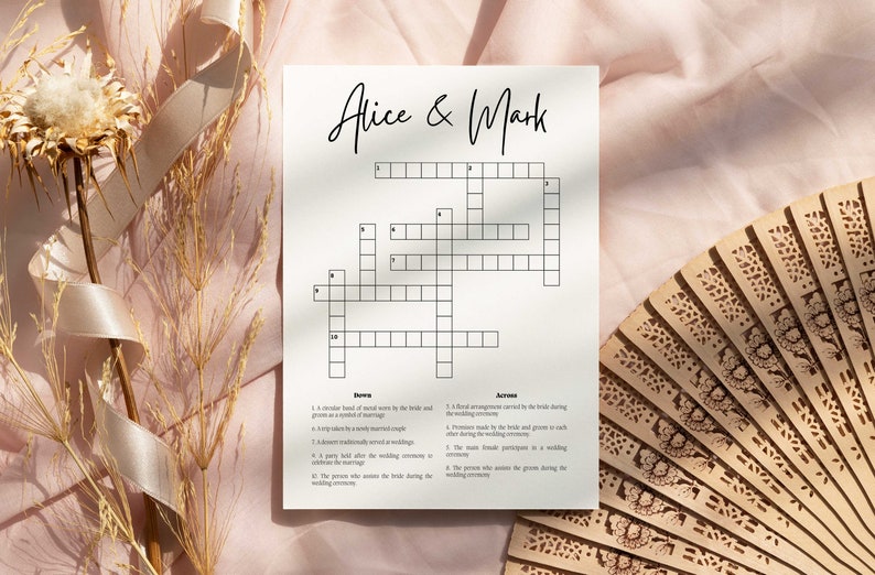 Custom Wedding Crossword Puzzle Modern Personalized Bridal - Etsy