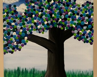 Tree Painting Dot Wall Art - Etsy