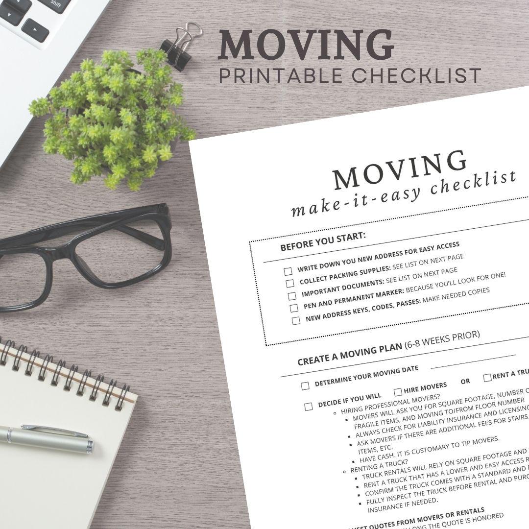Moving Checklist Easy Moving Kit Help Me Move Checklist Downsizing ...