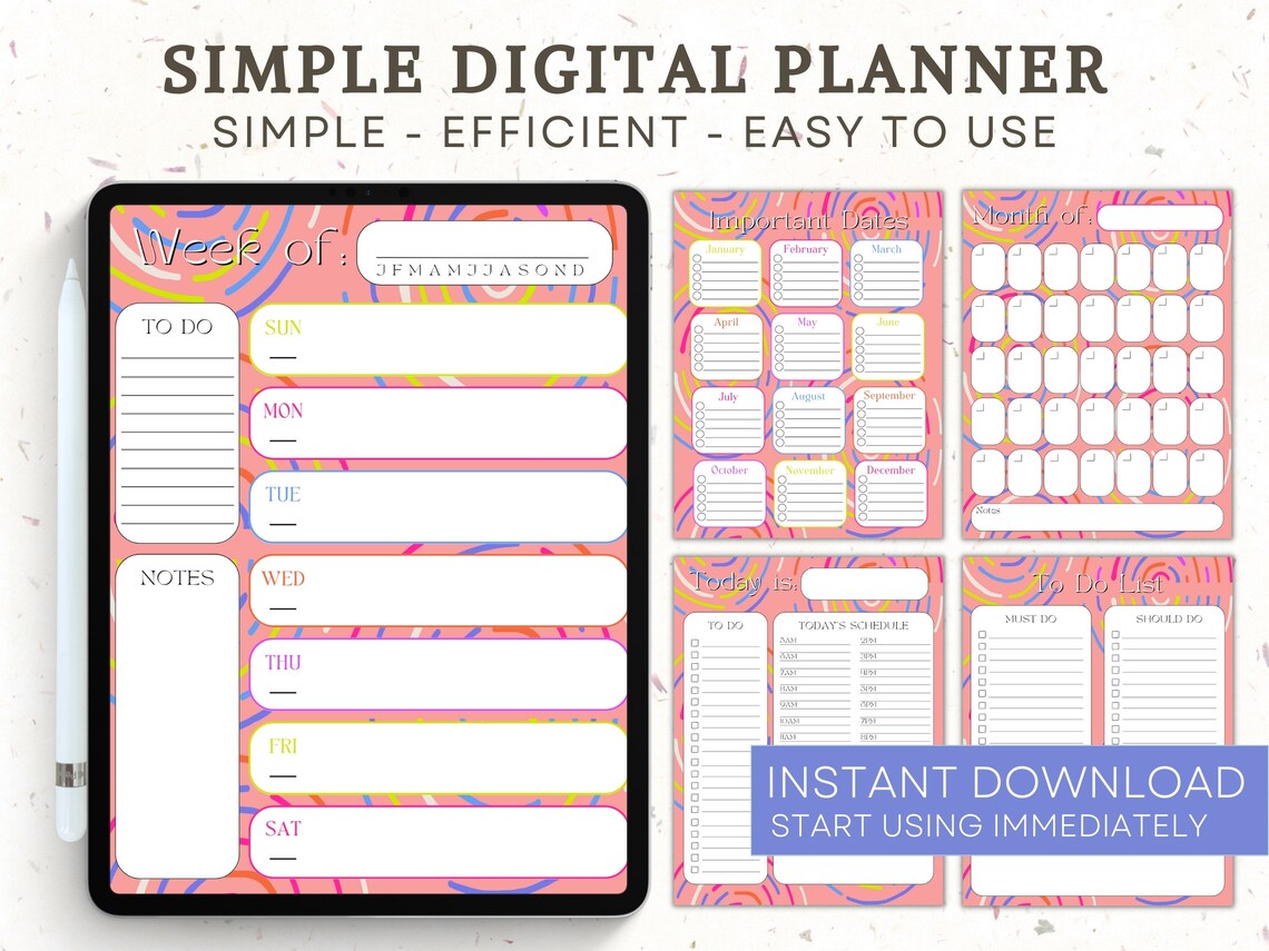 Digital Planner Simple Digital Planner Minimalist Digital - Etsy
