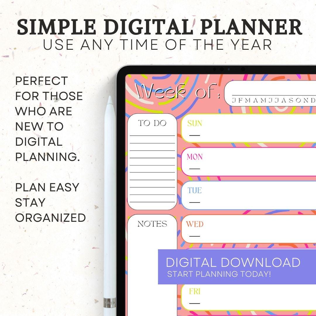 Digital Planner Simple Digital Planner Minimalist Digital Planner ...