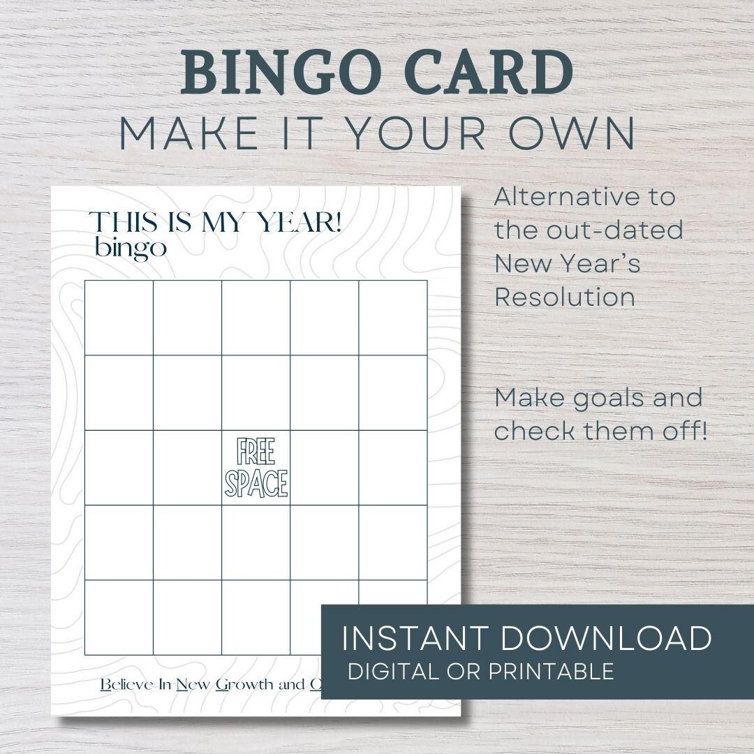 New Years Bingo Card Make Your Own Bingo Card New Years Resolutions ...