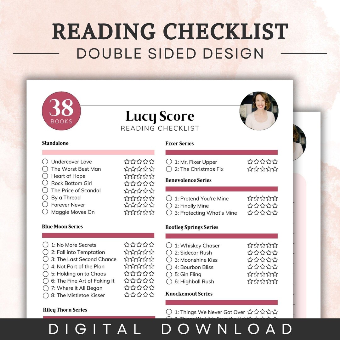 Lucy Score Reading Checklist Book Tracker Bookshelf Reading Log ...