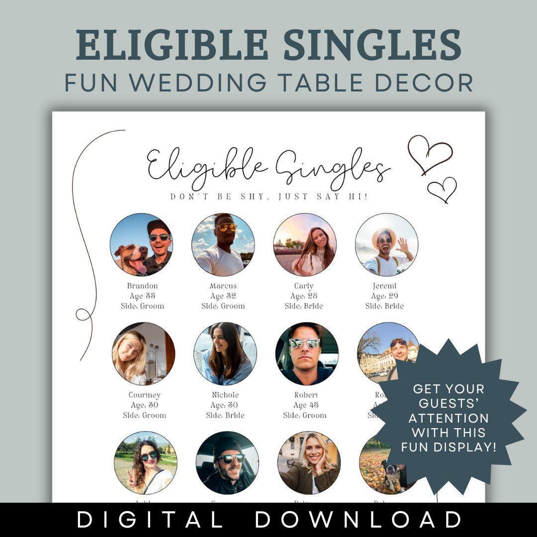 Eligible Singles Wedding Template Single Guests Template Wedding Table ...