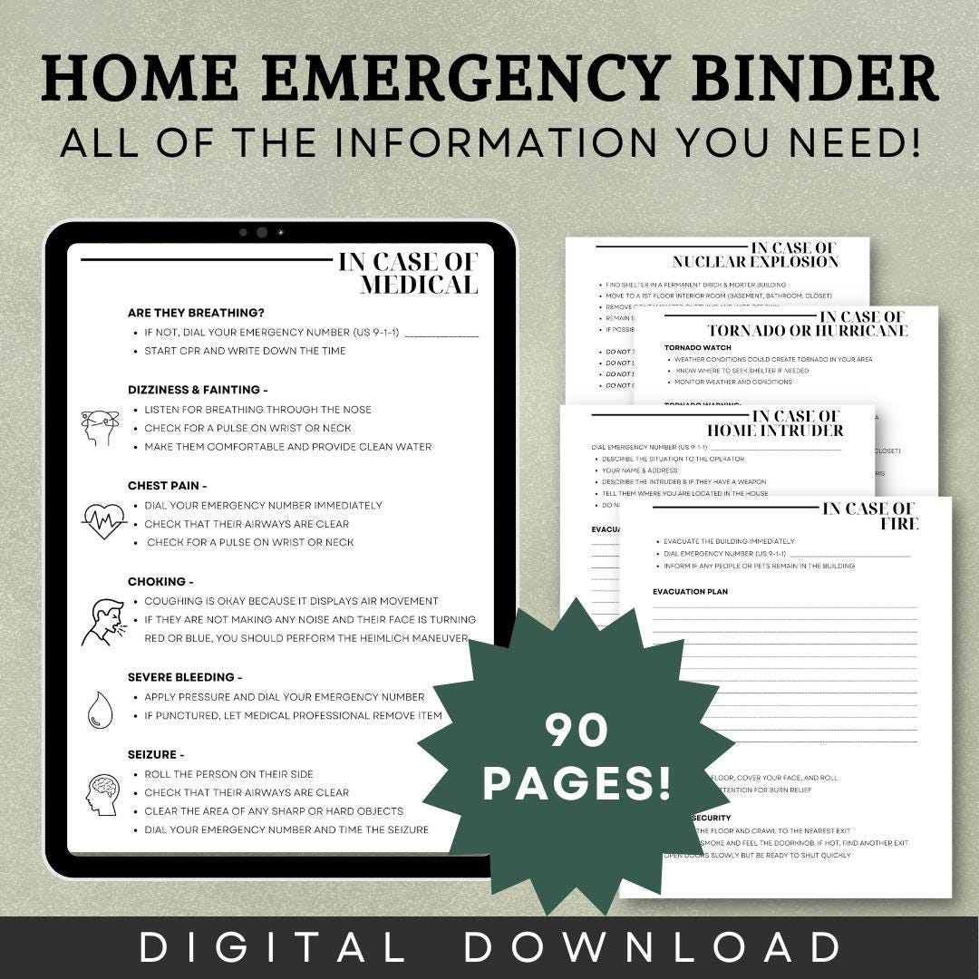 In Case of Emergency Binder Emergency Binder Printable Family Emergency ...