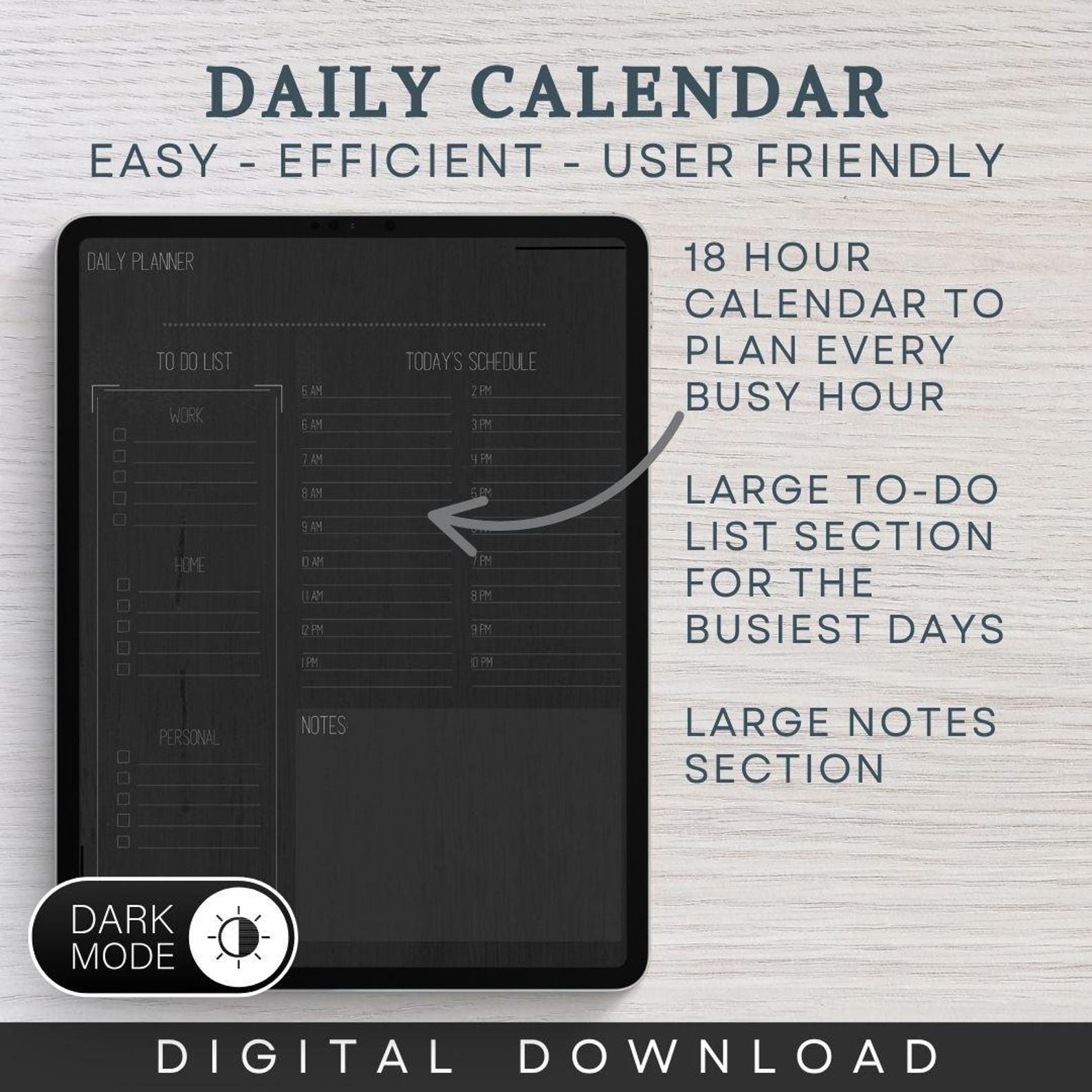Masculine Planner Digital Planner Dark Mode Digital Planner Simple ...