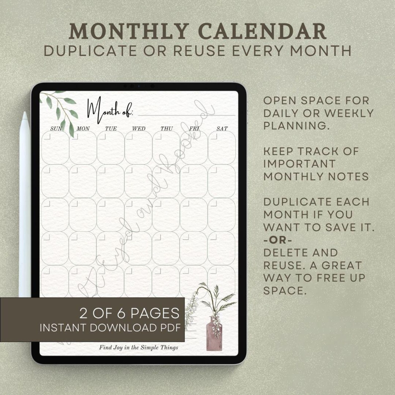 Digital Planner Simple Digital Planner Minimalist Digital Planner ...