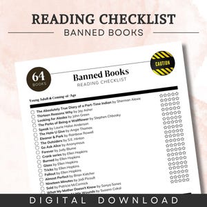 Banned Books Reading Checklist Book Tracker Bookshelf Reading Log ...