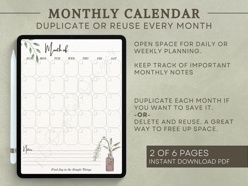 Digital Planner Simple Digital Planner Minimalist Digital - Etsy
