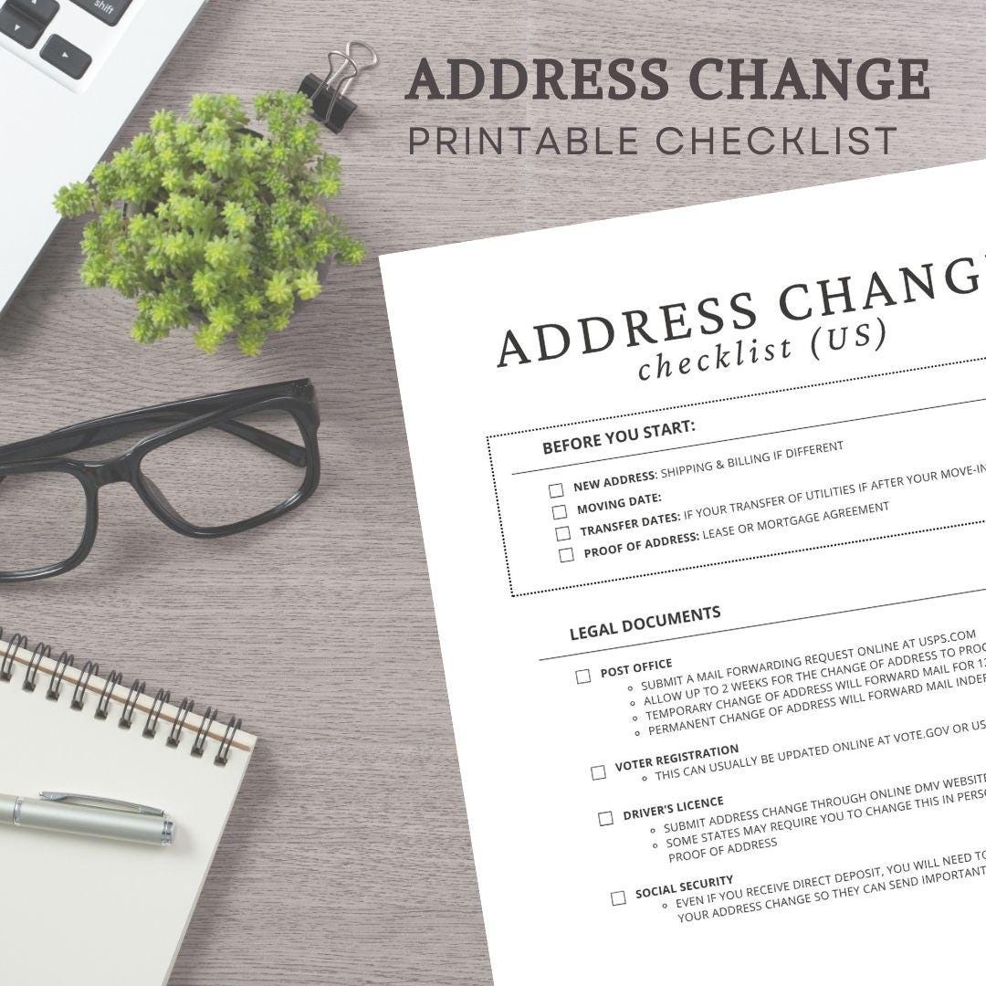 Address Change Checklist Address Change Kit Moving Change My Address ...