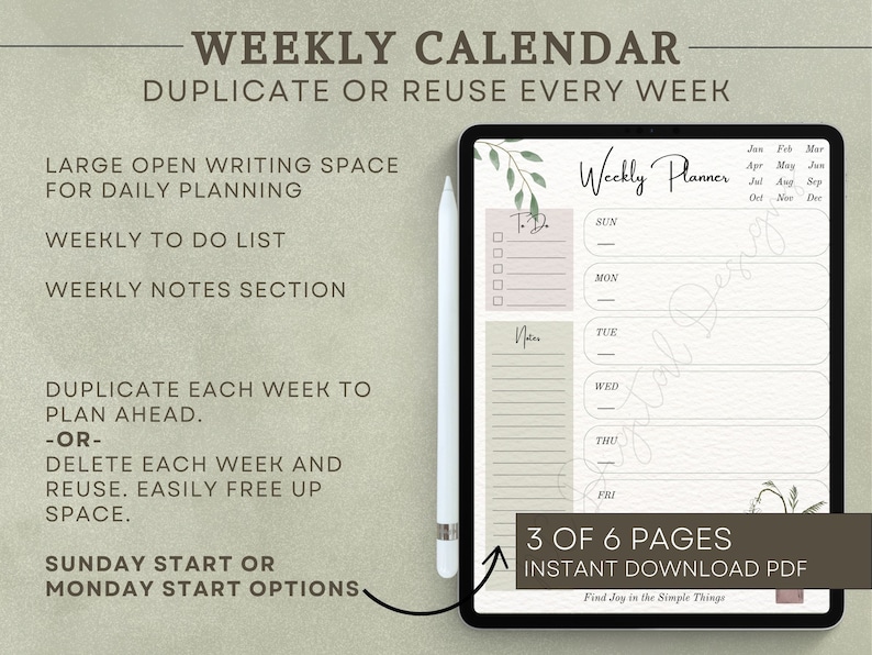Digital Planner Simple Digital Planner Minimalist Digital Planner ...